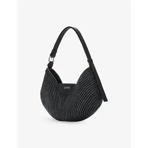 Loewe X Paula's Ibiza Raffia Shoulder Bag - Black