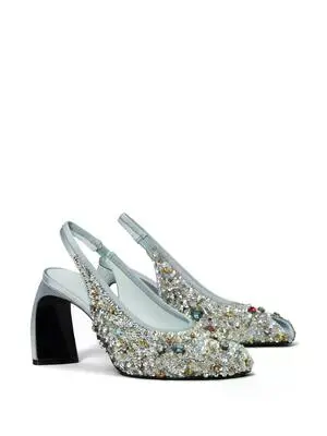 Tory Burch Peep-toe Embellished Slingback Pumps
