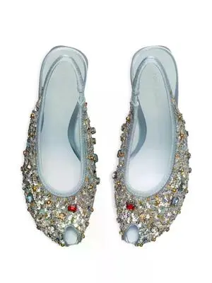 Tory Burch Peep-toe Embellished Slingback Pumps