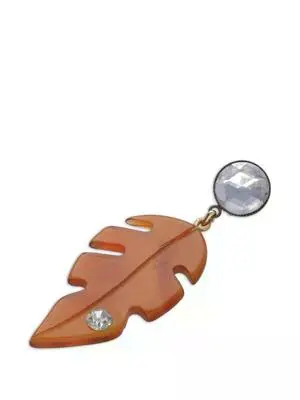 Vintage Leaf Pendant Clip-on Earrings With Crystal Embellishment