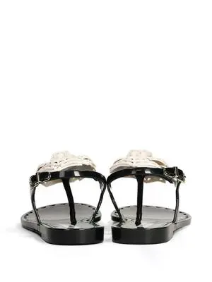 Menghi Afrodite Floral-applique Slingback Sandals