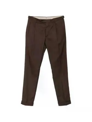 BERWICH Pleated Turn-up Trousers - Brown