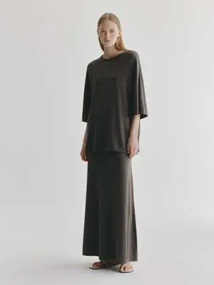 LISA YANG LISA YANG The Adrienne Skirt Deep Walnut
