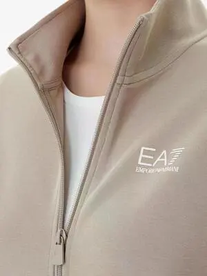EA7 Logo Print Zip Sweatshirt - Neutrals