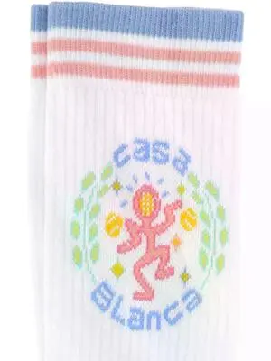 Casablanca Ribbed Knit Logo Socks