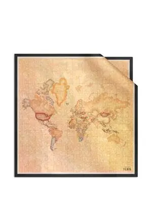 ALVIERO MARTINI 1° CLASSE Geo Map-print Silk Scarf - Brown