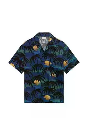 PROBUS Palmiers-print Short-sleeved Shirt - Blue