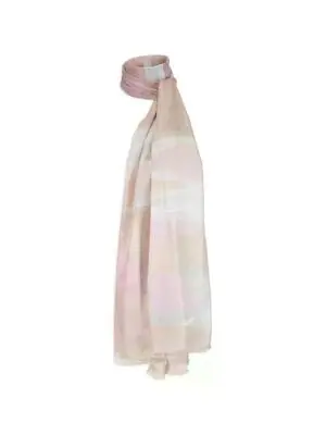 Kinross Cashmere Striped Frayed Scarf - Pink