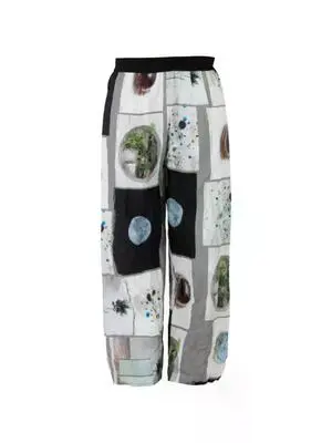 MARIA CALDERARA Artist-print Cotton Trousers - Black
