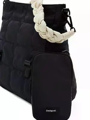 Desigual Quilted Tote Bag With Braided Handle