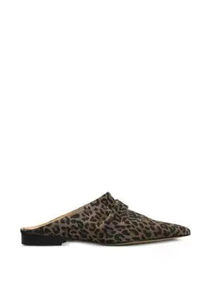 ALCHIMIA Leopard-print Gathered Mules
