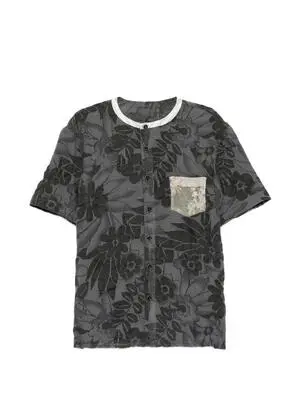 COMMUNS Floral-print Collarless Shirt