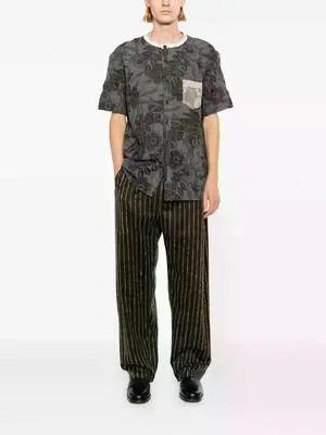 COMMUNS Floral-print Collarless Shirt