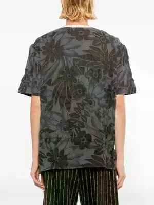 COMMUNS Floral-print Collarless Shirt