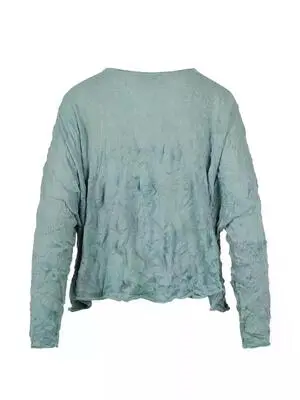 Black Label Crinkled Effect V-neck Sweater