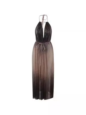 L'IDEE Daphne Pleated Halterneck Midi Dress - Grey