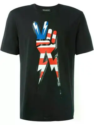 Neil Barrett Peace Sign Print T-shirt - Black