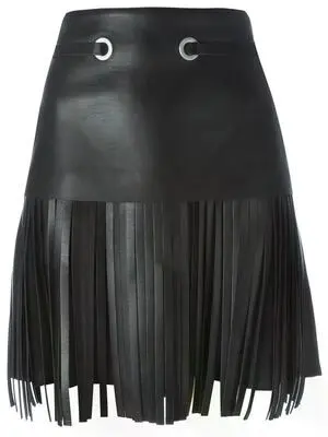 Neil Barrett Fringed Leather Midi Skirt