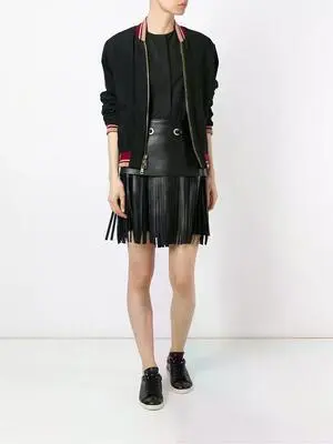 Neil Barrett Fringed Leather Midi Skirt
