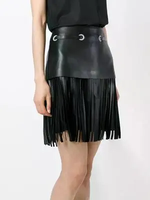Neil Barrett Fringed Leather Midi Skirt