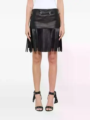 Neil Barrett Fringed Leather Midi Skirt