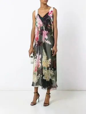 LANVIN Silk Floral Print Dress