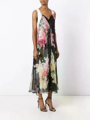 LANVIN Silk Floral Print Dress