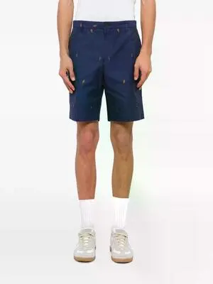 Kenzo Badge Embroidered Chino Shorts - Blue