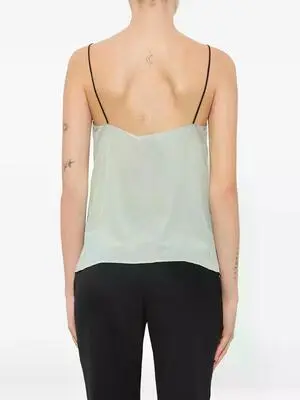 LANVIN Spaghetti Strap V-neck Silk Top