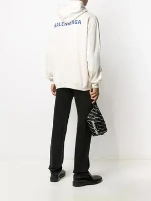Balenciaga Logo Print Drawstring Hoodie
