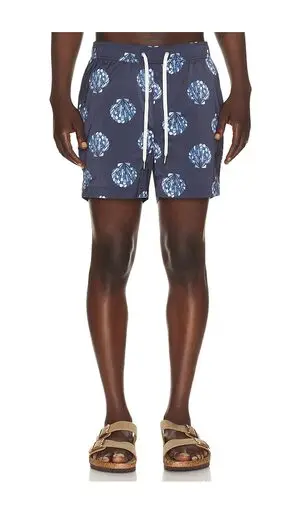 Onia Charles 4 Swim Trunk With Shell Print - Blue