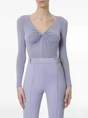 Elisabetta Franchi Draped Knot Bodysuit - Purple
