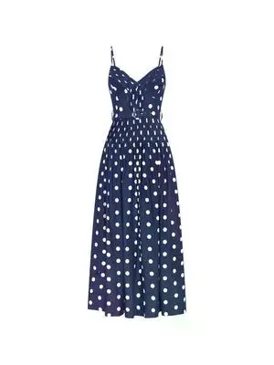 NICHOLAS Mireille Polka Dot Midi Dress - Blue