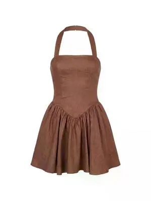 NICHOLAS Amalie Halter-neck Dress - Brown