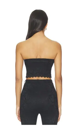 AFRM Silken Lace Cropped Top With Scalloped Hem