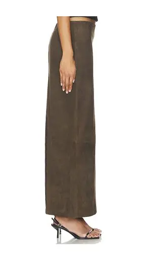 ST. AGNI Suede Column Skirt - Brown