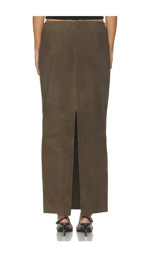 ST. AGNI Suede Column Skirt - Brown