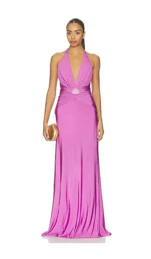 PatBO Gisele Jersey Back Slit Maxi Dress