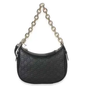 Gucci Embossed Calfskin Gg Arabella Half Moon Shoulder Bag - Black