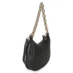 Gucci Embossed Calfskin Gg Arabella Half Moon Shoulder Bag - Black