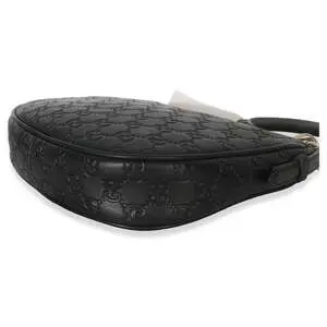 Gucci Embossed Calfskin Gg Arabella Half Moon Shoulder Bag - Black