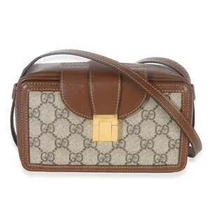 Gucci Gg Supreme Monogram Clasp Bag - Brown