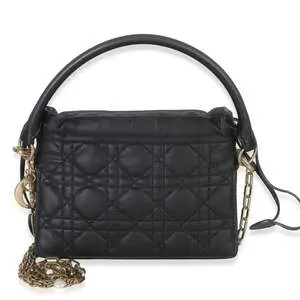 Dior Lambskin Cannage Lady Milly Drawstring Bag - Black