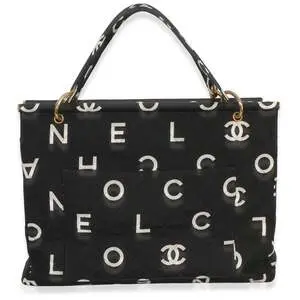Chanel Vintage Quilted Logo Canvas Tote