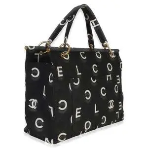 Chanel Vintage Quilted Logo Canvas Tote