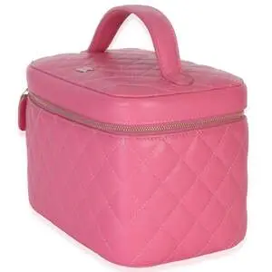 Chanel Quilted Caviar Top Handle Vanity Case - Pink