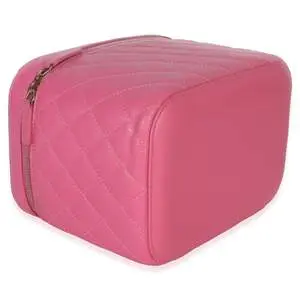 Chanel Quilted Caviar Top Handle Vanity Case - Pink