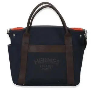 Hermès Hermès Bleu Navy Feu Canvas Grooming Bag Blue