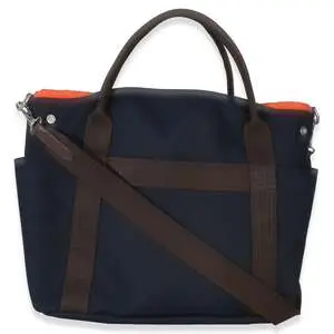 Hermès Bleu Navy Feu Canvas Grooming Bag - Blue