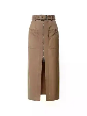 DONDUP Belted Zip-up Long Skirt